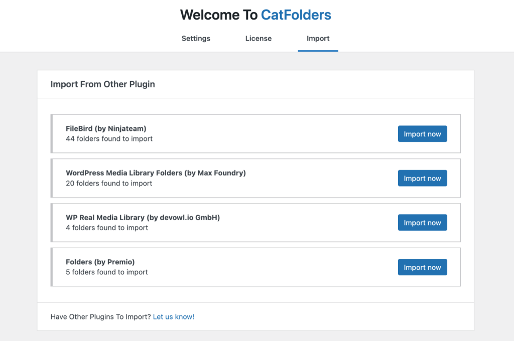 Migrate/import - CatFolders