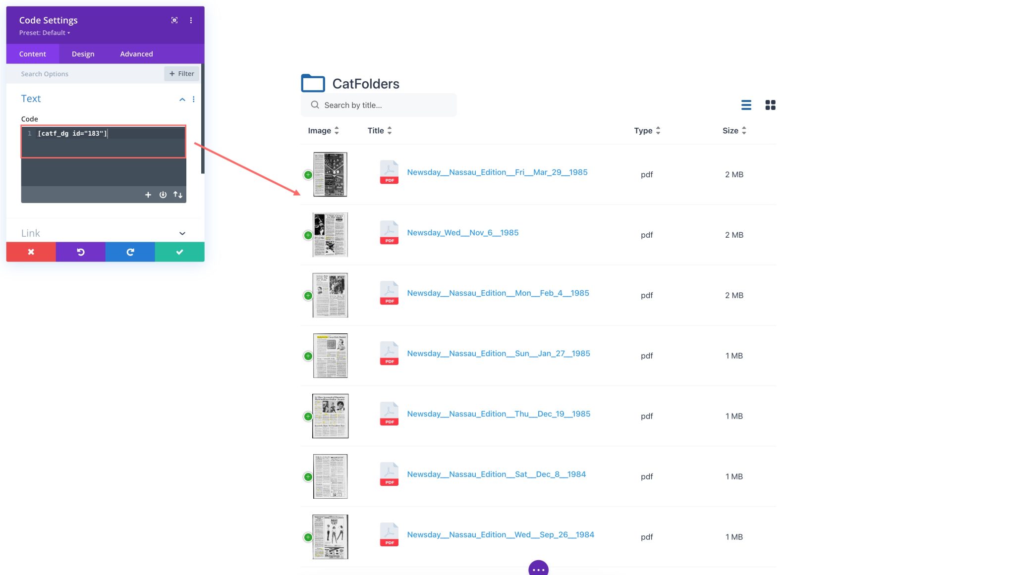 DIVI gallery - CatFolders